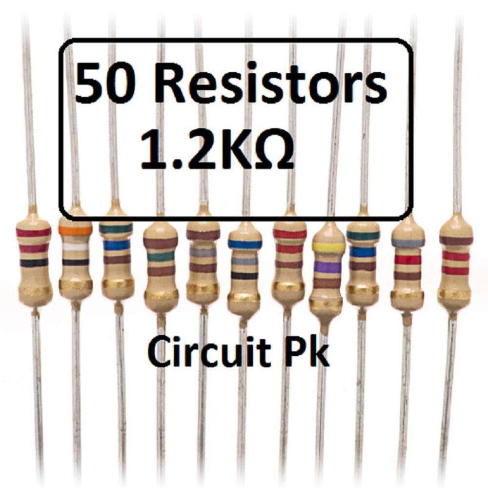 Pack of 50 - 1.2K Ohm Resistor 1k2 resistor -1/4W