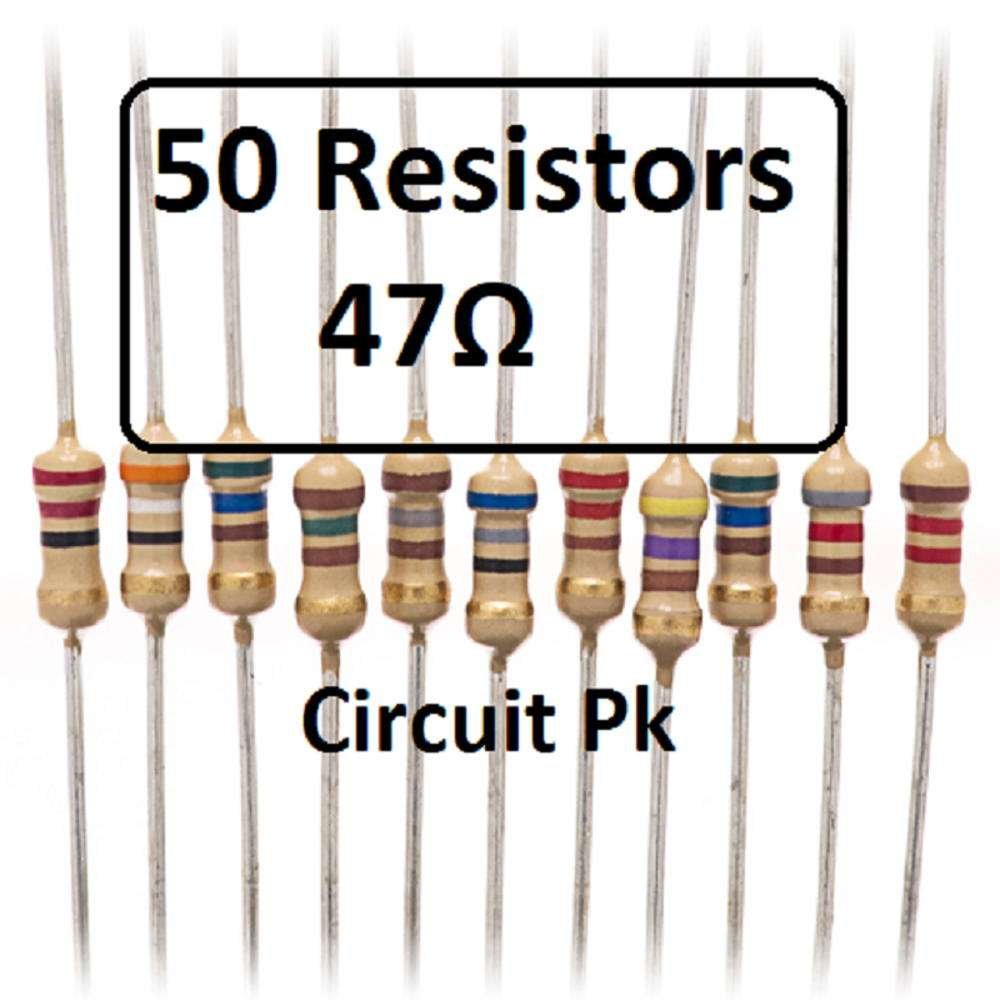 Pack of 50 - 47 Ohm Resistor 47 ohm resistors 1/4W