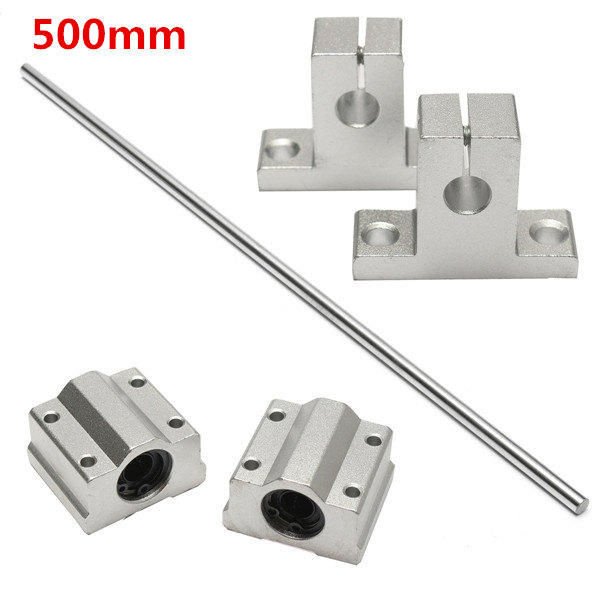 8mm x 500mm Linear Rail Shaft Rod with Bearing Guide Support and ...